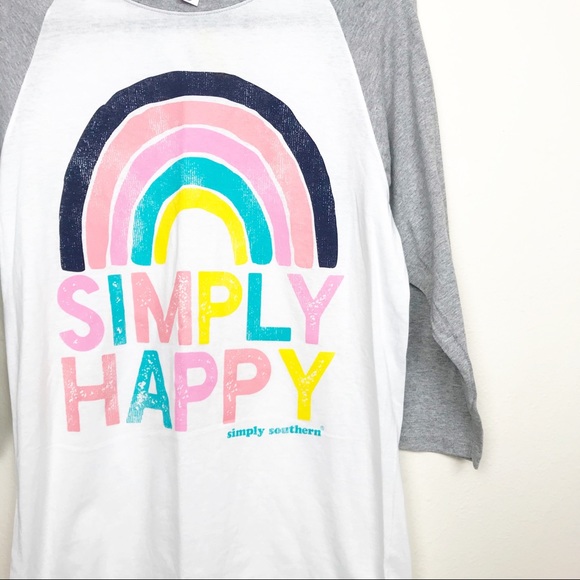 Simply Southern | Tops | Simply Southern Rainbow Simply Happy Baseball ...